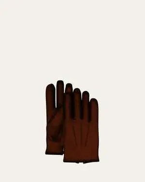AGNELLE Patina Leather Gloves - Dkred