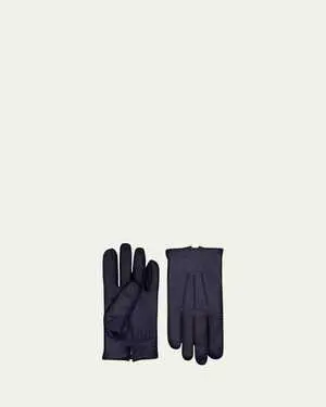 AGNELLE Agnelle Patina Leather Gloves Gray