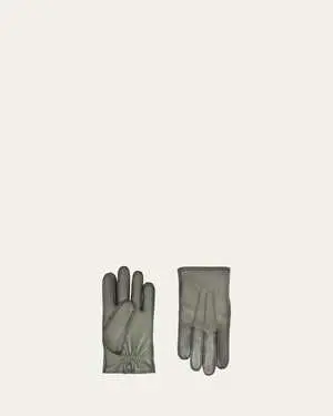 AGNELLE Agnelle Patina Leather Gloves Khaki