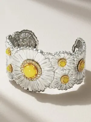 Buccellati Blossoms Daisy Agatha And Diamond Cuff - Silver