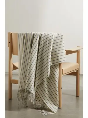 Loro Piana Fringed Striped Cashmere Blanket - Off-white
