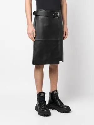 Moschino Belted-waist Leather Shorts