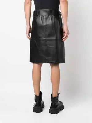 Moschino Belted-waist Leather Shorts