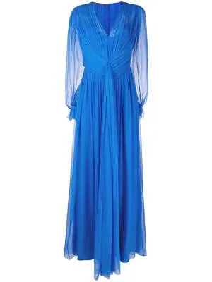 Alberta Ferretti Bow-detail Pleated Gown - Blue