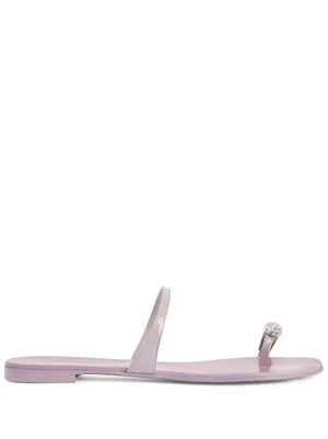 GIUSEPPE ZANOTTI Crystal-embellished Flat Slides - Pink