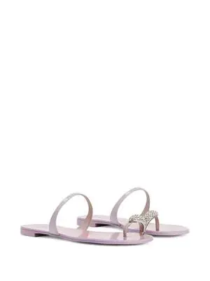 GIUSEPPE ZANOTTI Crystal-embellished Flat Slides - Pink