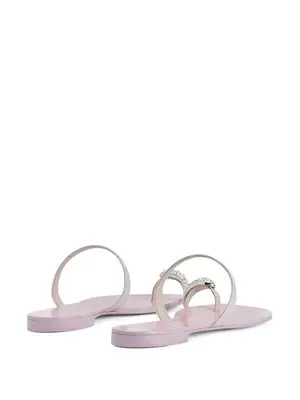 GIUSEPPE ZANOTTI Crystal-embellished Flat Slides - Pink