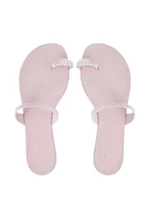GIUSEPPE ZANOTTI Crystal-embellished Flat Slides - Pink