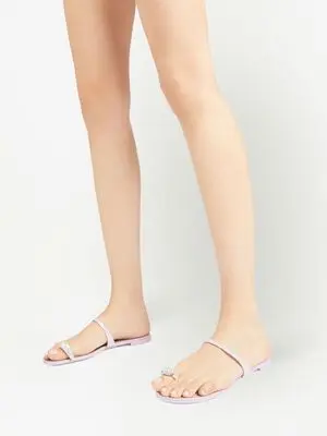 GIUSEPPE ZANOTTI Crystal-embellished Flat Slides - Pink