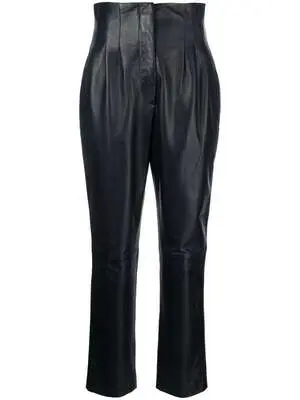 Alberta Ferretti Straight-leg Leather Trousers - Blue