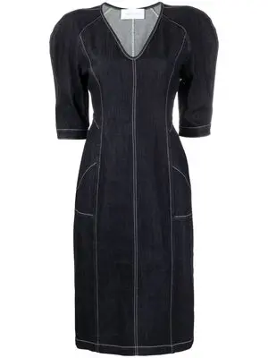 Alberta Ferretti Denim Midi Dress - Blue