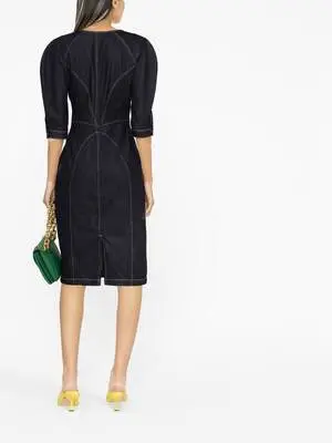 Alberta Ferretti Denim Midi Dress