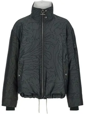 FERRAGAMO Floral Print Bomber Jacket - Blue