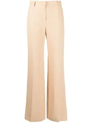 Alberta Ferretti High-waisted Straight-leg Trousers - Neutrals
