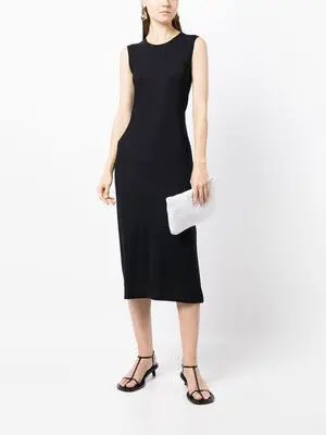 JIL SANDER Round Neck Sleeveless Maxi Dress - Black