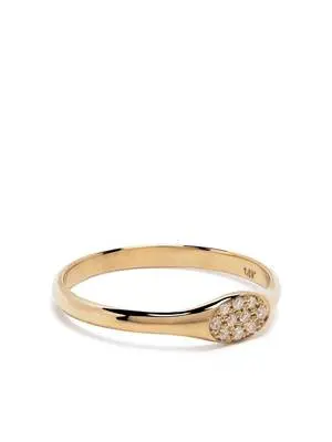 Zoe Chicco 14kt Yellow Diamond Signet Ring - Gold