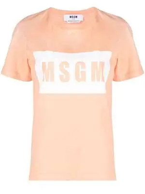 MSGM Logo-print Short-sleeve T-shirt - Orange