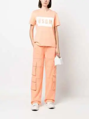 MSGM Logo-print Short-sleeve T-shirt - Orange