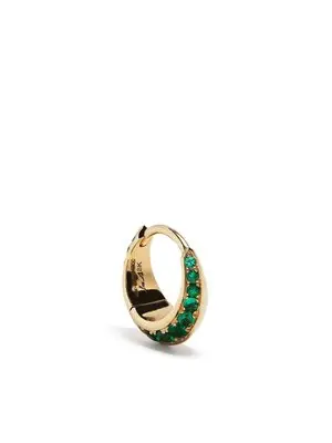 Lizzie Mandler 18kt Yellow Small Crescent Emerald Hoop Earring
