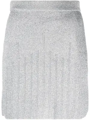Alberta Ferretti Metallic-effect Mini Skirt - Silver
