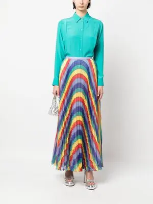 Rochas Wave Print Pleated Skirt