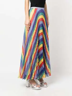 Rochas Wave Print Pleated Skirt