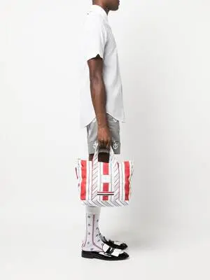 Thom Browne Stripe-pattern Tote Bag - Red