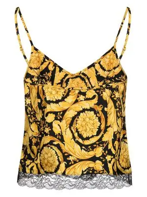 Versace Barocco-print Silk Camisole - Black