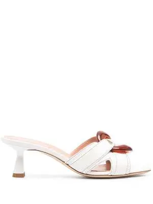 Alberta Ferretti Resin-aliqué Heeled Mules - White