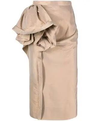 MAISON MARGIELA Moiré-effect Ruffled Midi Skirt - Neutrals