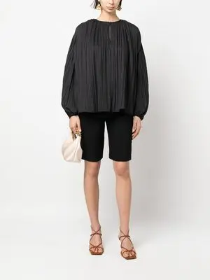 Rochas Pleated Puff-sleeve Blouse