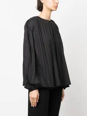 Rochas Pleated Puff-sleeve Blouse