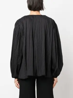 Rochas Pleated Puff-sleeve Blouse
