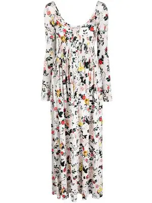 Rabanne Rose-print Maxi Dress - Grey