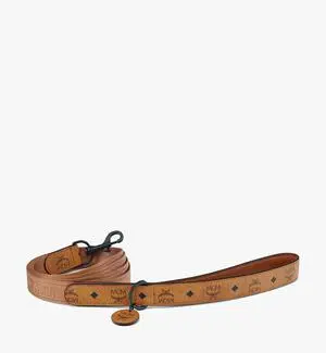 Mcm Pet Leash In Visetos - Cognac