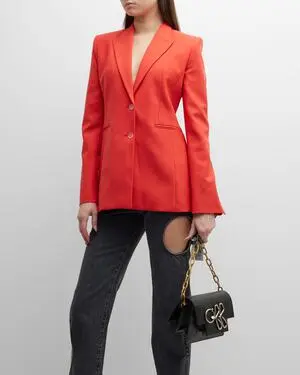 Off-White Corporate Single-breasted Blazer Jacket - Coral