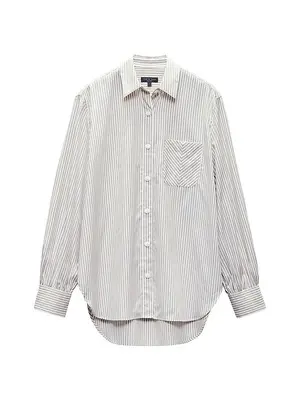 Rag & Bone Maxine Cotton Shirt Silver Stripe