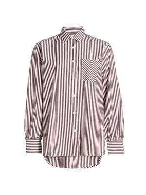 Rag & Bone Maxine Cotton Shirt Thin Brown Stripe