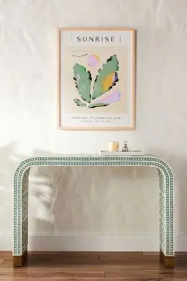 Anthropologie Moroccan Waterf Lay Console Table Blue