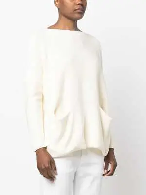 DANIELA GREGIS Open Pocket Boat Neck Jumper - Neutrals