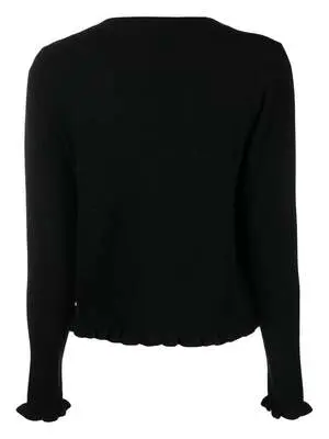 ALLUDE Virgin Wool-cashmere Cardigan With Ruffle Edge