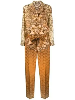 Alberta Ferretti Silk Mandala-print Jumpsuit - Orange