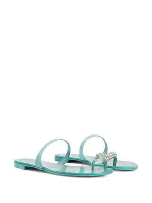 GIUSEPPE ZANOTTI Crystal-embellished Flat Sandals - Blue