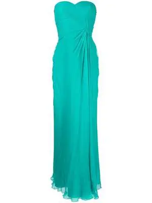 Alberta Ferretti Gathered Strapless Gown