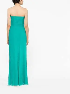 Alberta Ferretti Gathered Strapless Gown