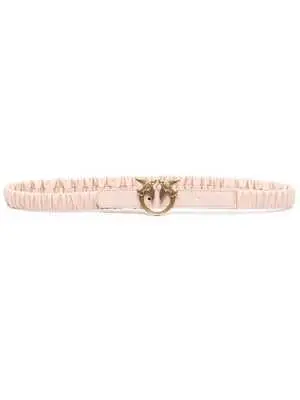 Pinko Logo-plaque Sheepskin Belt - Pink