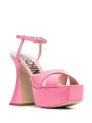 Moschino Patent Leather Platform Sandals - Pink