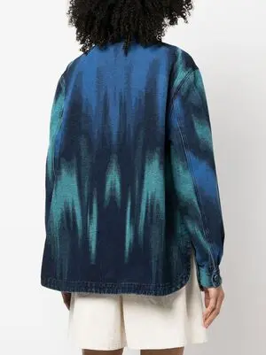 Alberta Ferretti Abstract Print Long Sleeve Denim Jacket