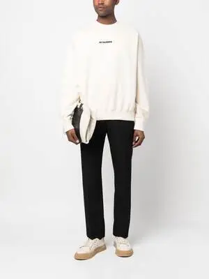 JIL SANDER Logo-print Crew Neck Sweatshirt - Neutrals