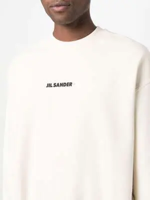 JIL SANDER Logo-print Crew Neck Sweatshirt - Neutrals